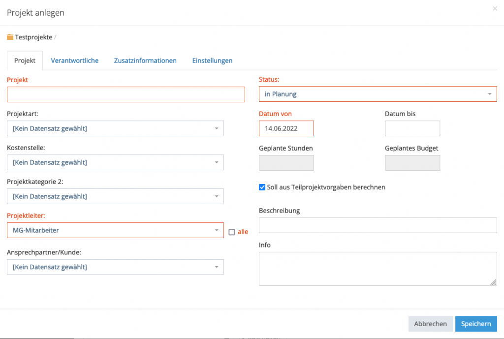 Tab Projekt - Hilfe zu Produra 4